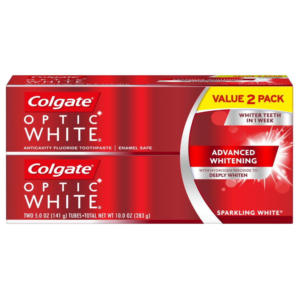Colgate Optic White Whitening Toothpaste, Sparkling White - 5 ounce (2 ...