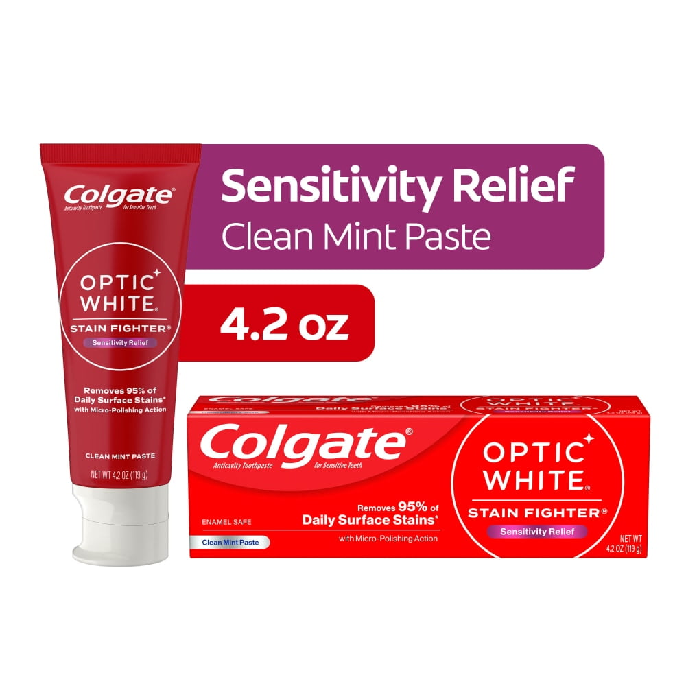 Colgate Optic White Whitening Toothpaste Stain Fighter Sensitivity ...