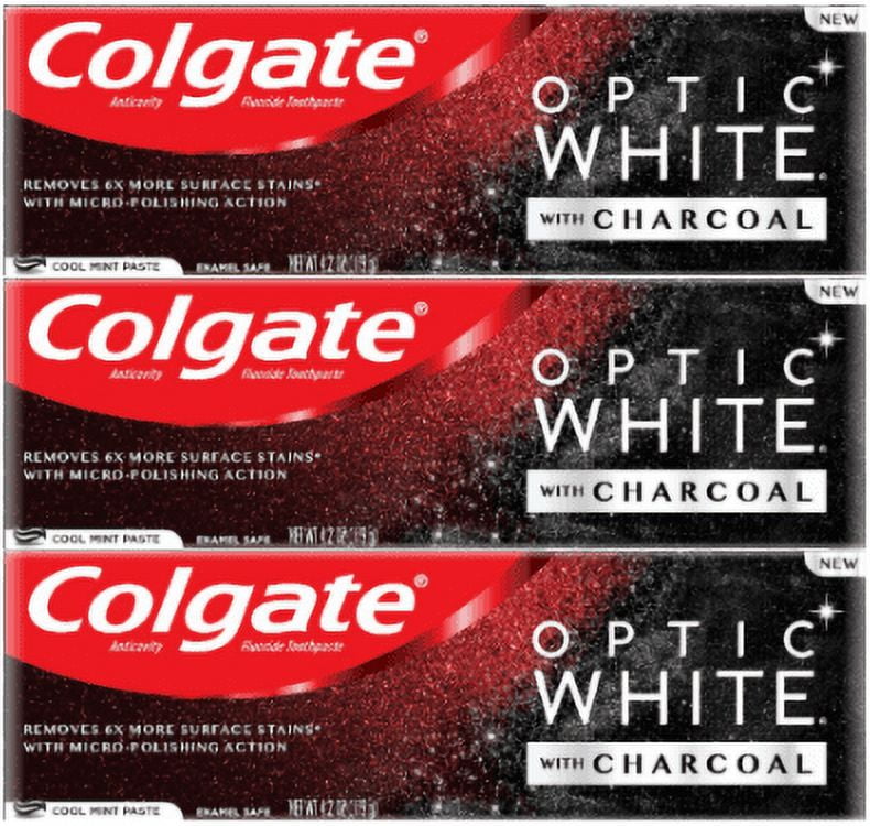 Colgate Optic White Charcoal Whitening Toothpaste, Cool Mint, 4.2oz - 3 ...