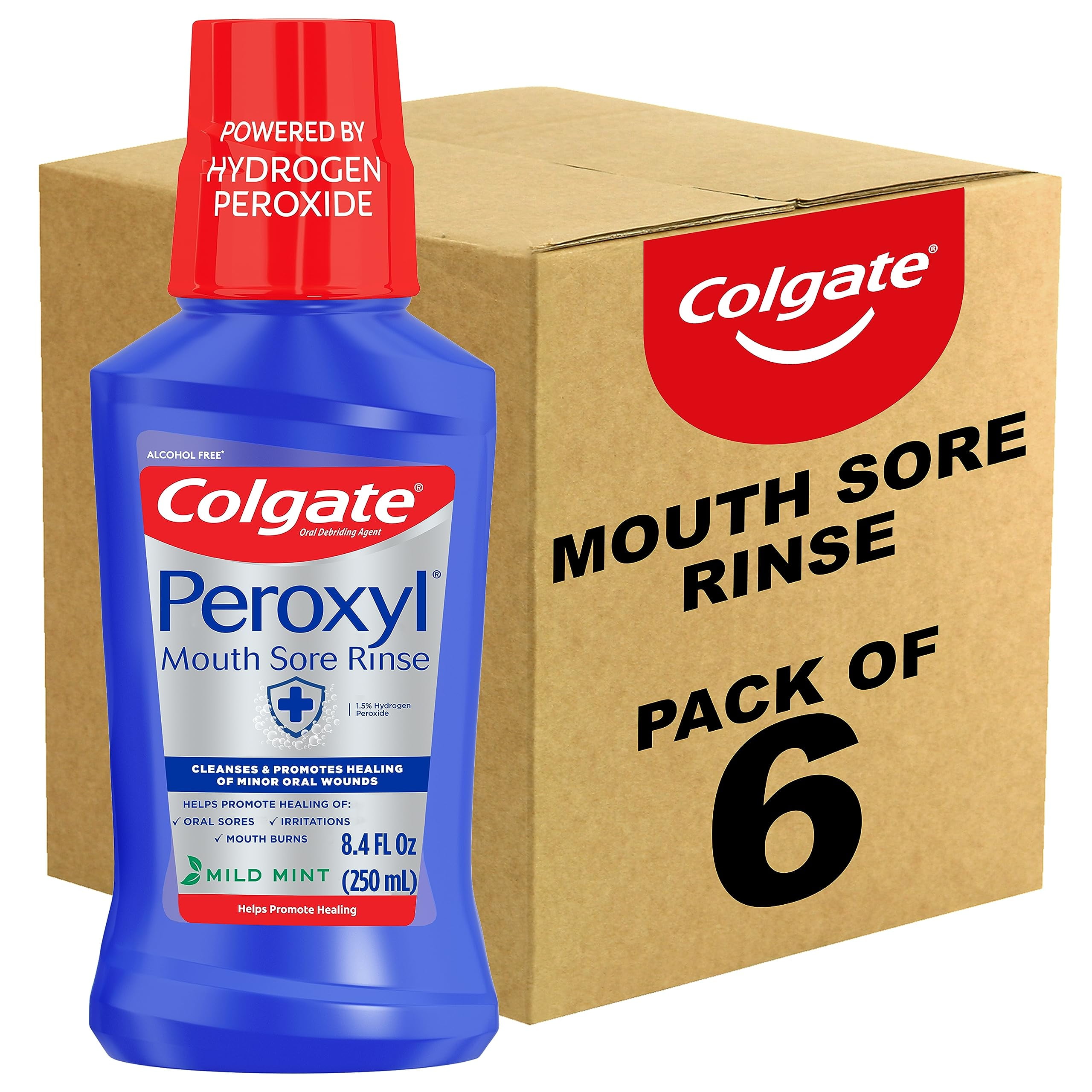 Colgate Peroxyl Antiseptic Mouth Sore Rinse, Alcohol Free, 1.5% ...