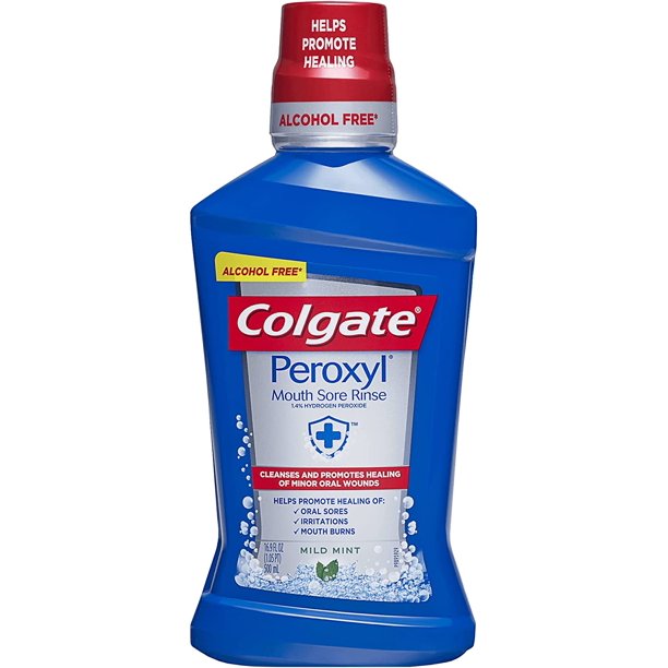 Colgate Peroxyl Mouth Sore Rinse, Mild Mint 16.9 oz (Pack of 4 ...