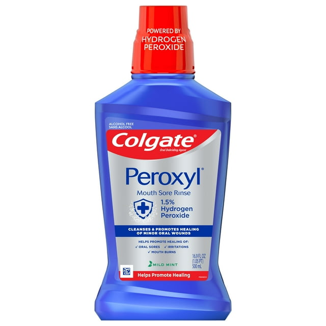 Colgate Peroxyl Mouth Sore Rinse Wash, 1.5% Hydrogen Peroxide, Mild ...