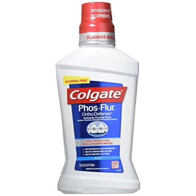Colgate Phos-Flur Anti-Cavity Fluoride Rinse Mint 16.9 Fl oz (Pack of 3 ...