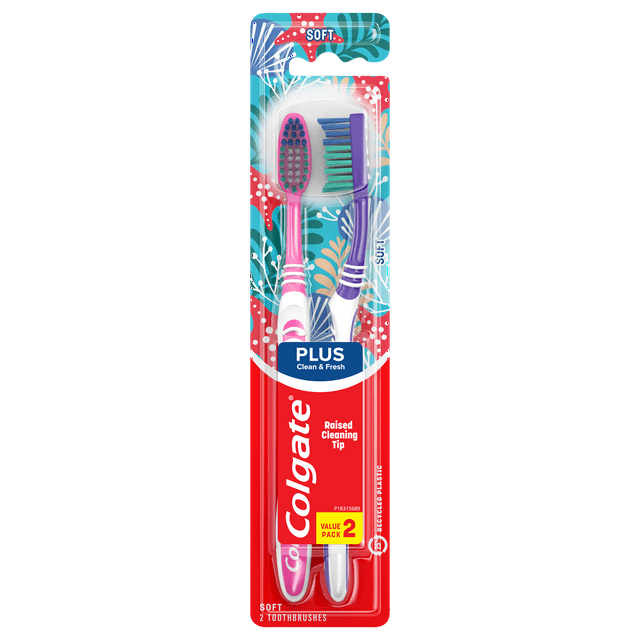 Colgate Plus Full Head Adult Toothbrush, Soft - 2 Count - Walmart.com