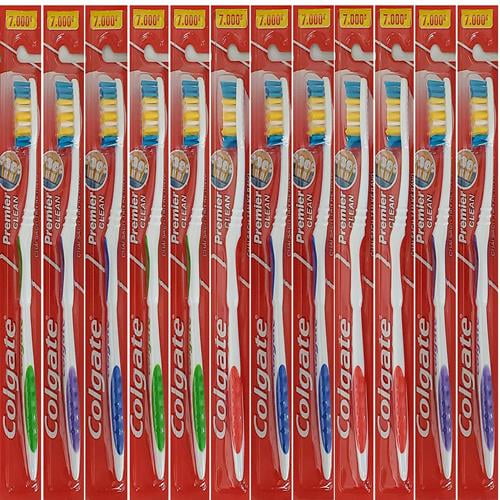 Colgate Premier Clean Bi-Level Bristles Toothbrush, Firm, 12-Pieces ...