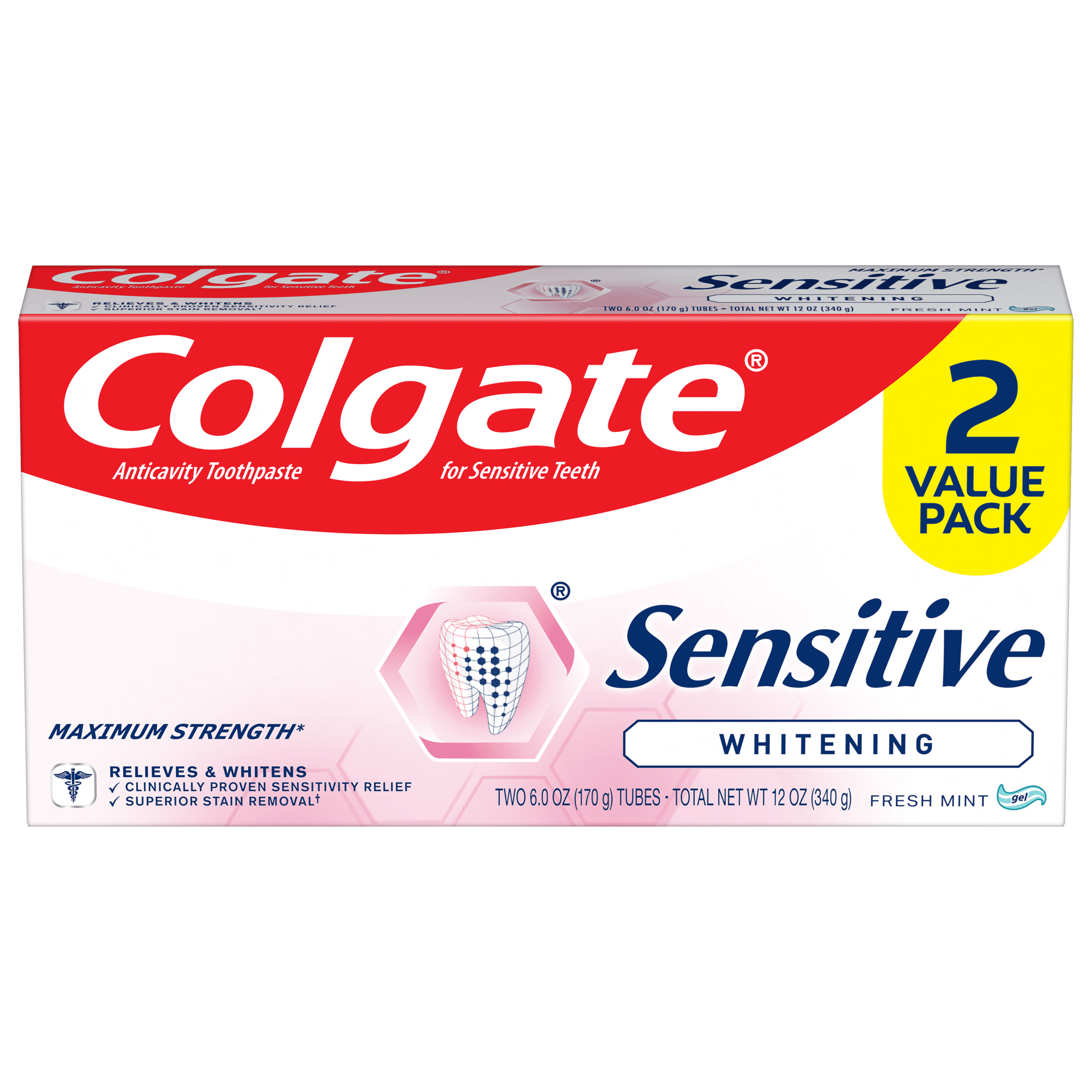 Colgate Sensitive Toothpaste, Whitening - Fresh Mint Gel Formula (6 ...