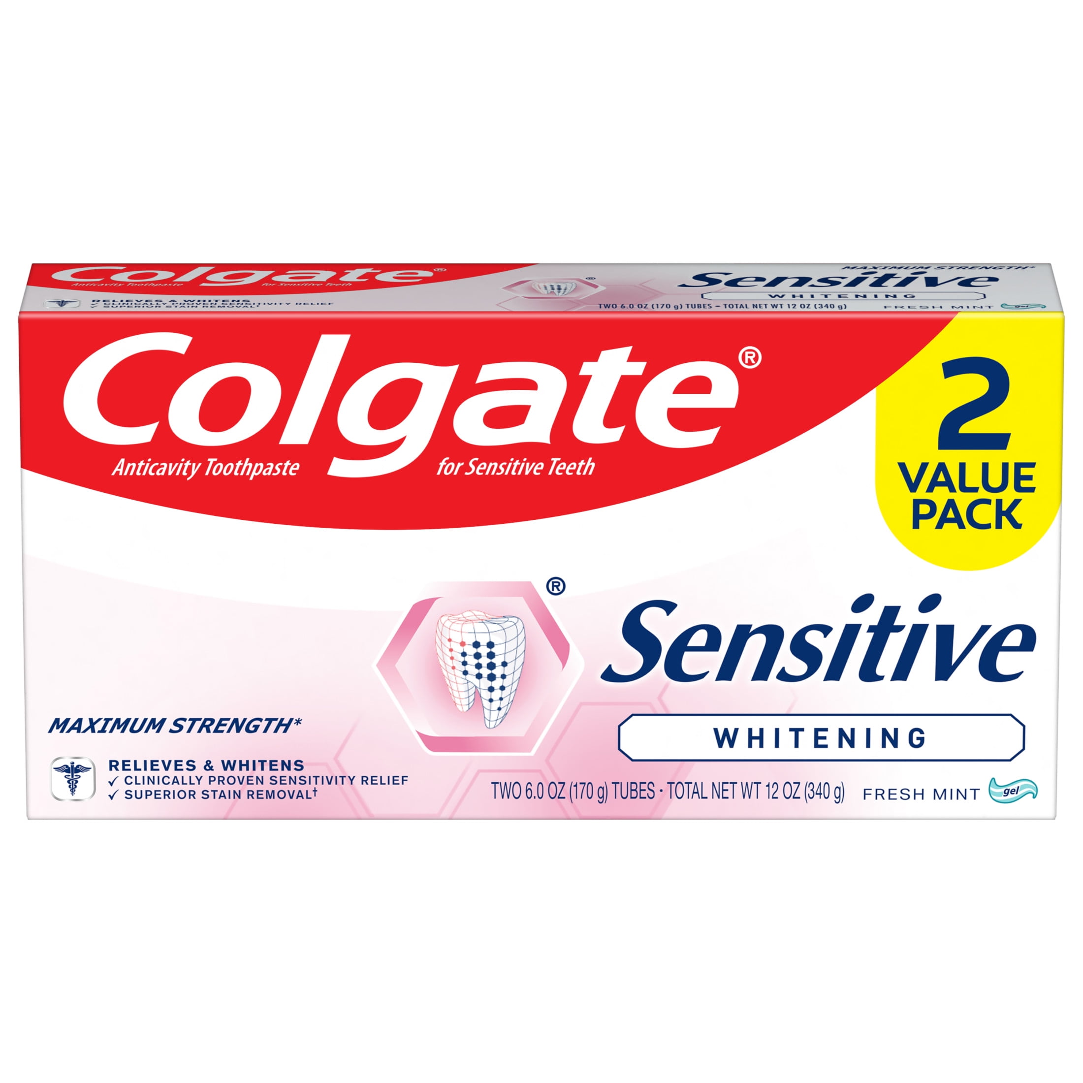 Colgate Sensitive Toothpaste, Whitening - Fresh Mint Gel Formula (6 ...