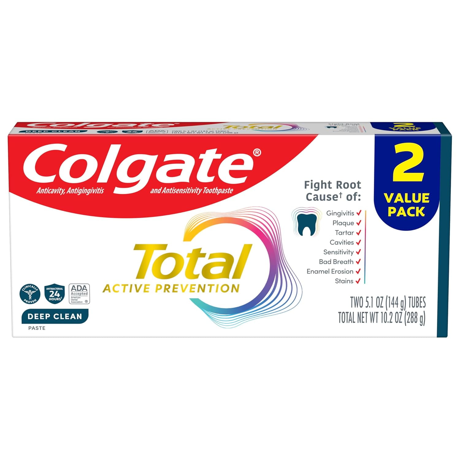 Colgate Total Active Prevention Deep Clean Toothpaste, Anticavity Fluoride Toothpaste ...