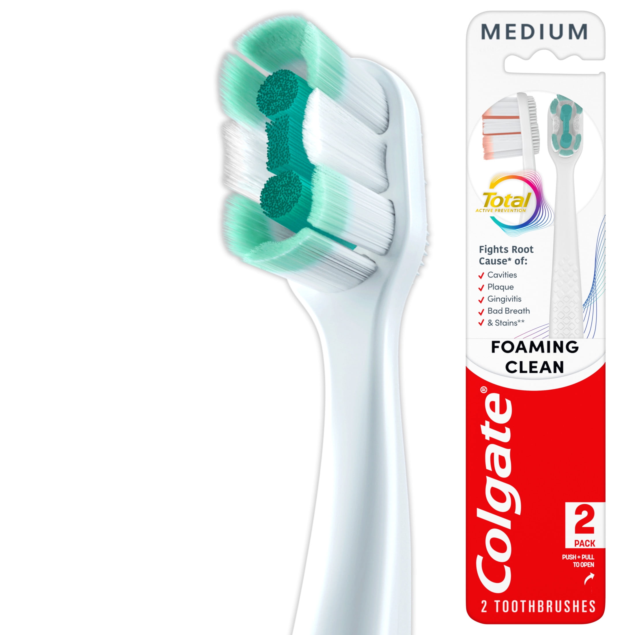 Colgate Total Active Prevention Foaming Clean Medium Toothbrush with ...