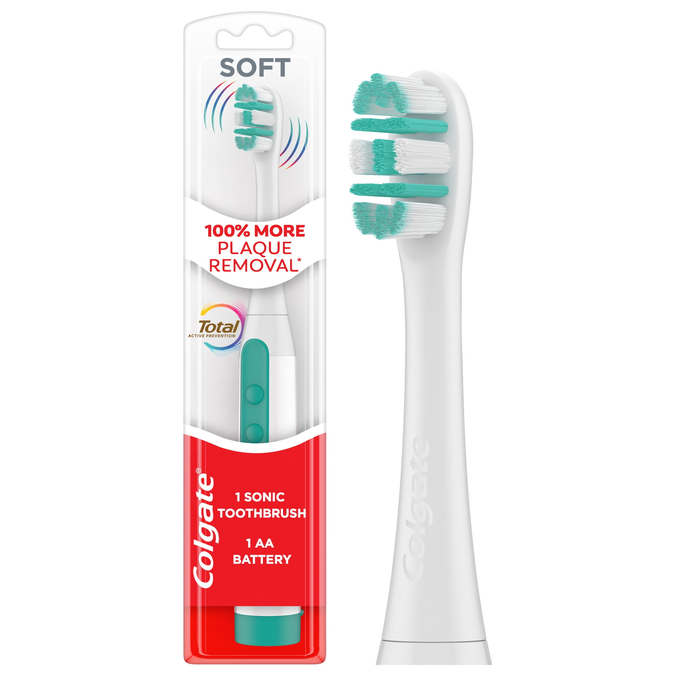 Colgate Total Adult Sonic Battery Operated Electric Toothbrush, Soft ...