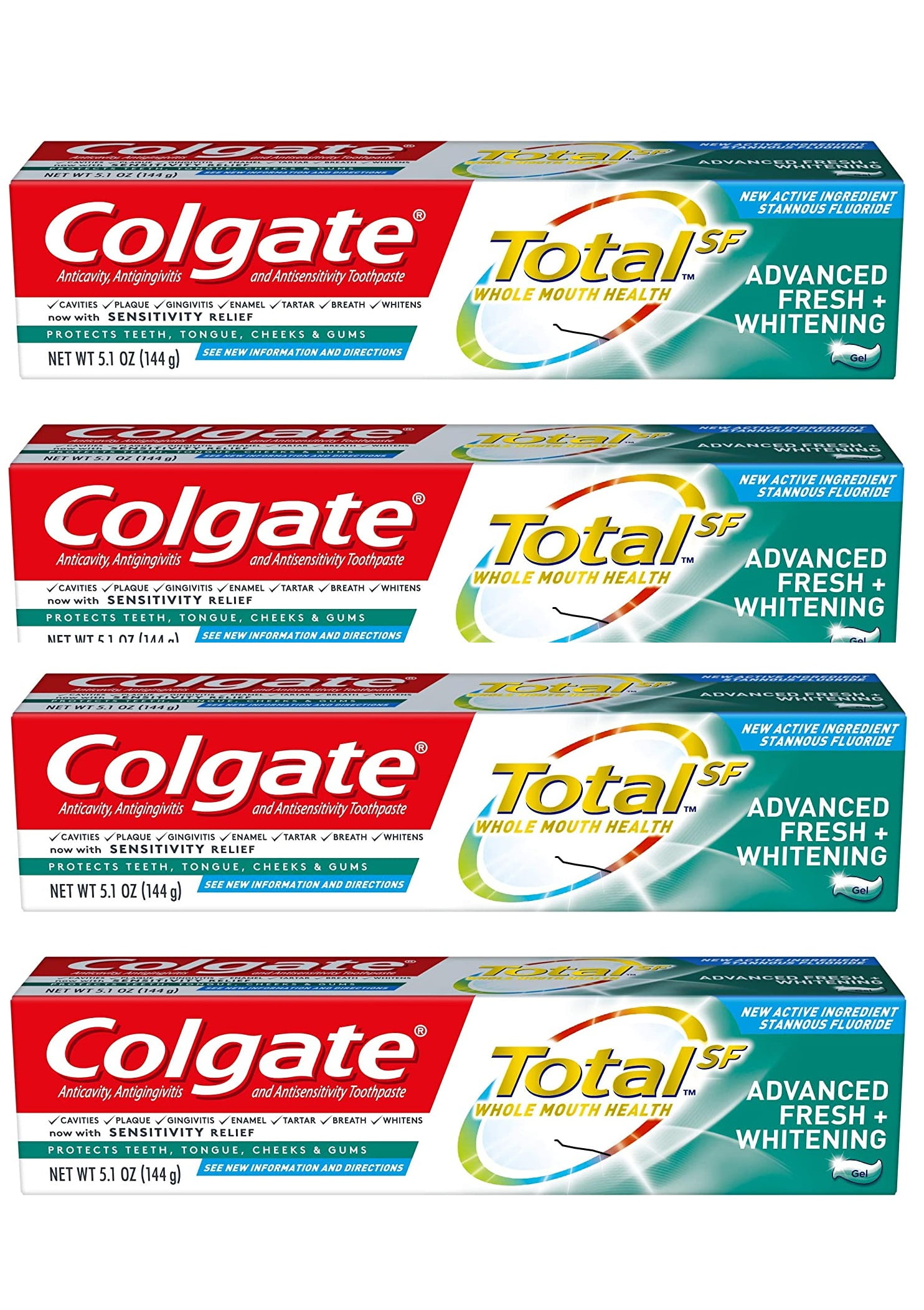 Colgate Total Advanced Fresh Whitening Gel Toothpaste, 5.1 Fluid Ounces ...