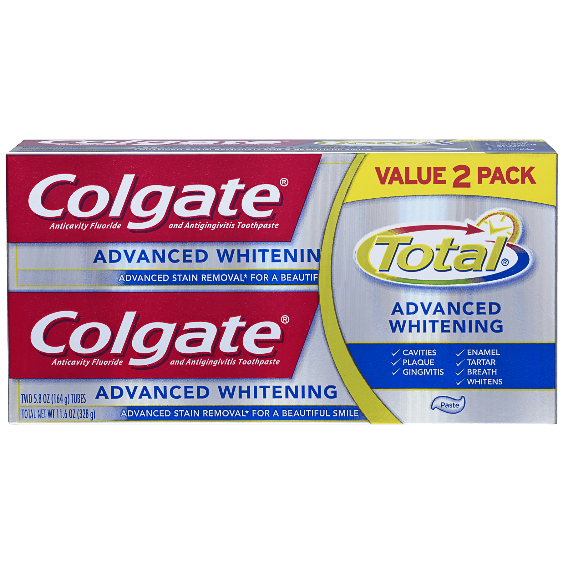 Colgate Total Advanced Whitening Toothpaste Twin Pack - 11.6 ounce ...
