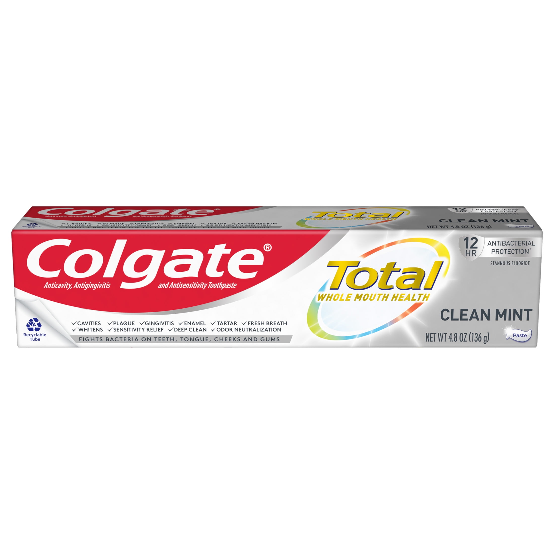 Colgate Total SF Clean Mint Toothpaste - Fights Bacteria, Prevents ...