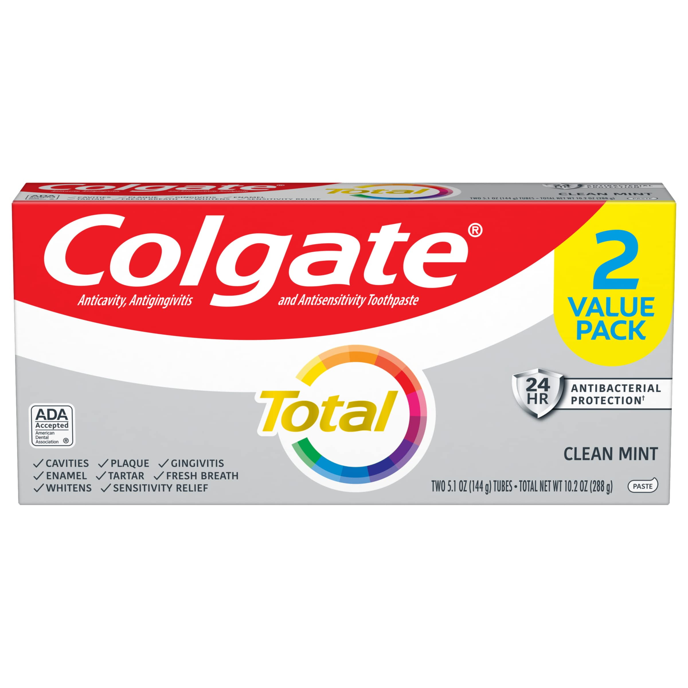 Colgate Total Clean Mint Toothpaste Fluoride Toothpaste 5.1 Oz Tube 2 ...