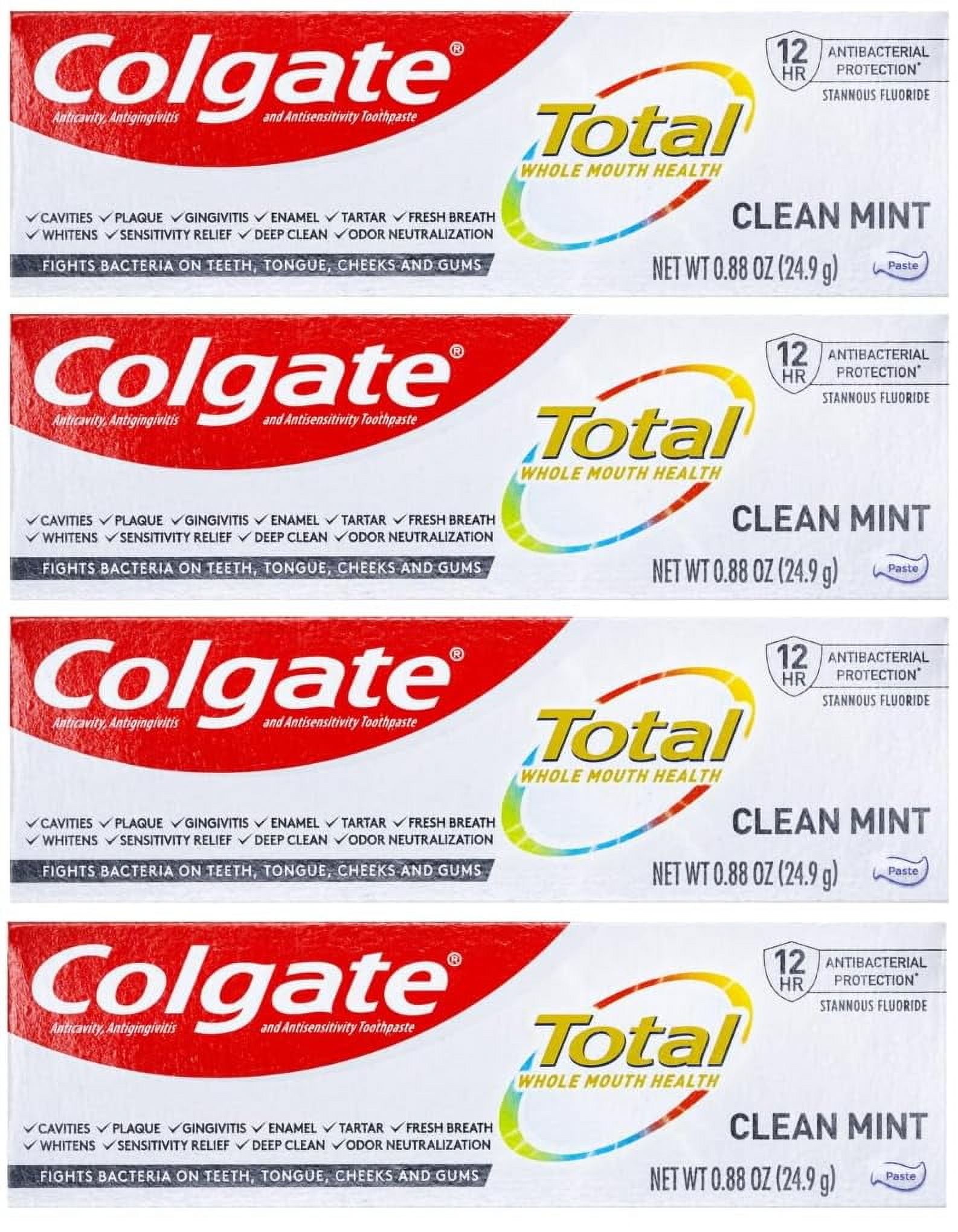 Colgate Total Clean Mint Toothpaste Travel Size (Pack of 12, 0.88 oz ...