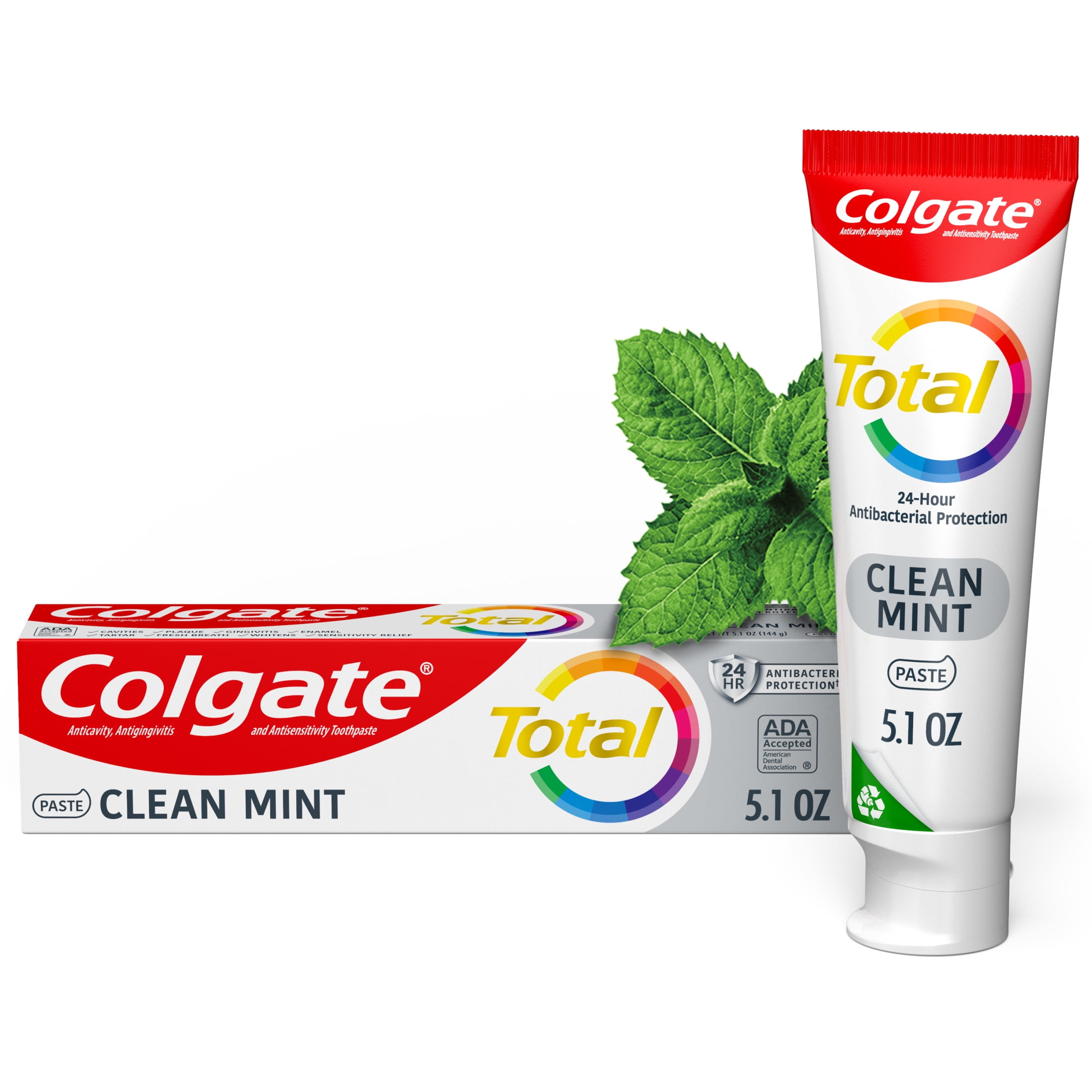Colgate Total Clean Mint Toothpaste, Whitening Toothpaste, 1 Pack, 5.1 Oz Tube - Walmart.com