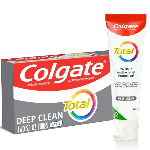 Colgate Total Deep Clean Toothpaste, Whitening Toothpaste, Mint, 2 Pack ...