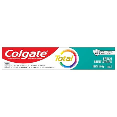 Colgate Total Fresh Mint Stripe Toothpaste, Mint Gel Toothpaste, 5.1 oz ...