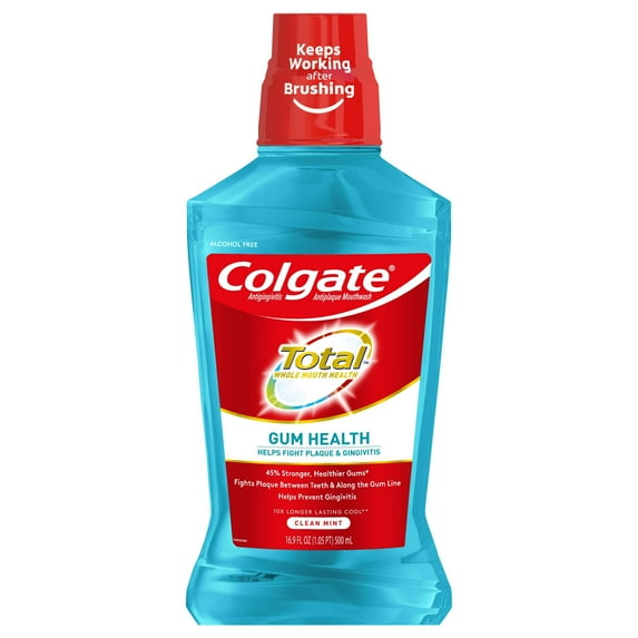 Colgate Total Gum Health Alcohol Free Mouthwash, Antibacterial Formula ...