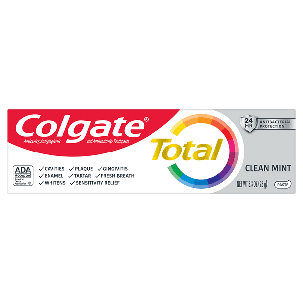 Colgate Total Paste Formula Toothpaste, Clean Mint Flavor, 3.3oz ...