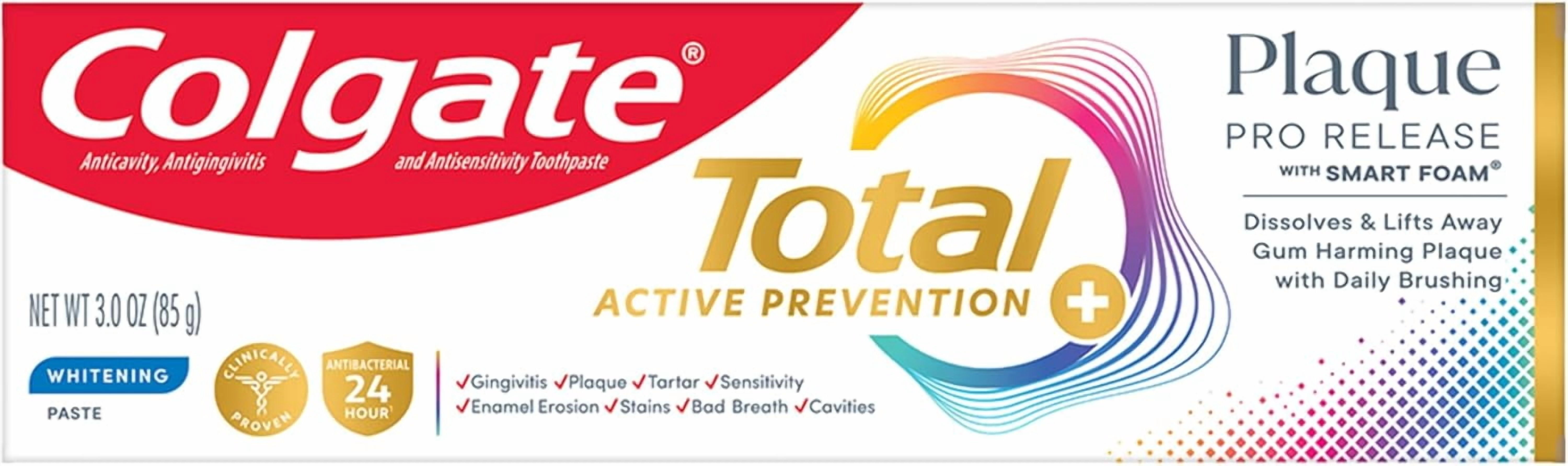 Colgate Total Plaque Pro Release Whitening Toothpaste, 3 Oz.. - Walmart.com