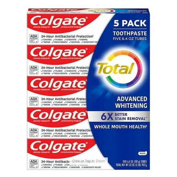 Colgate Total SF Advanced Whitening Toothpaste 6.4 oz, Fights Bacteria ...