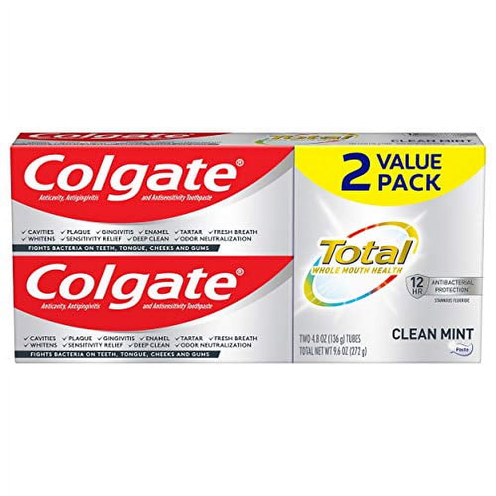 Colgate Total Toothpaste, Clean Mint, 9.6 Ounce (2-Pack) - Walmart.com