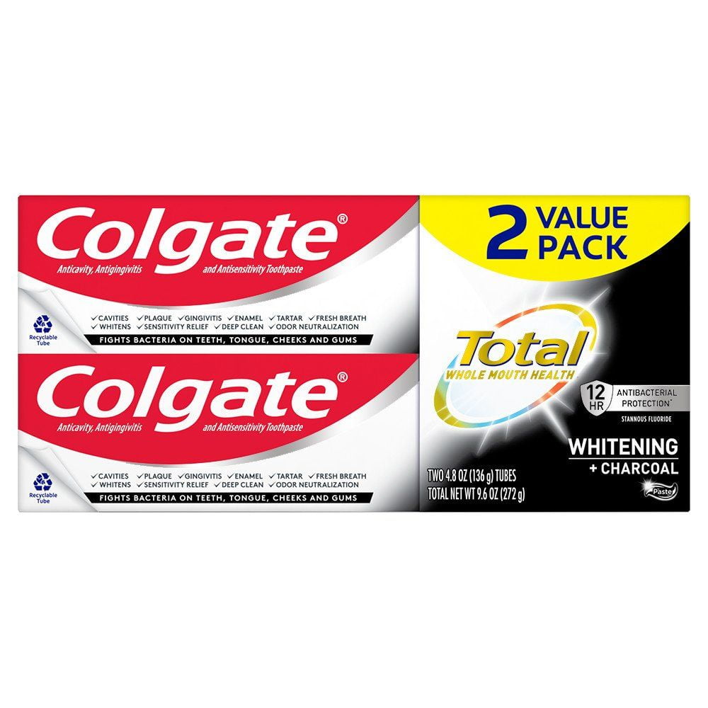 2 Pack - Colgate Total Whitening + Charcoal Toothpaste, 2 Pk - 10.2 oz ...