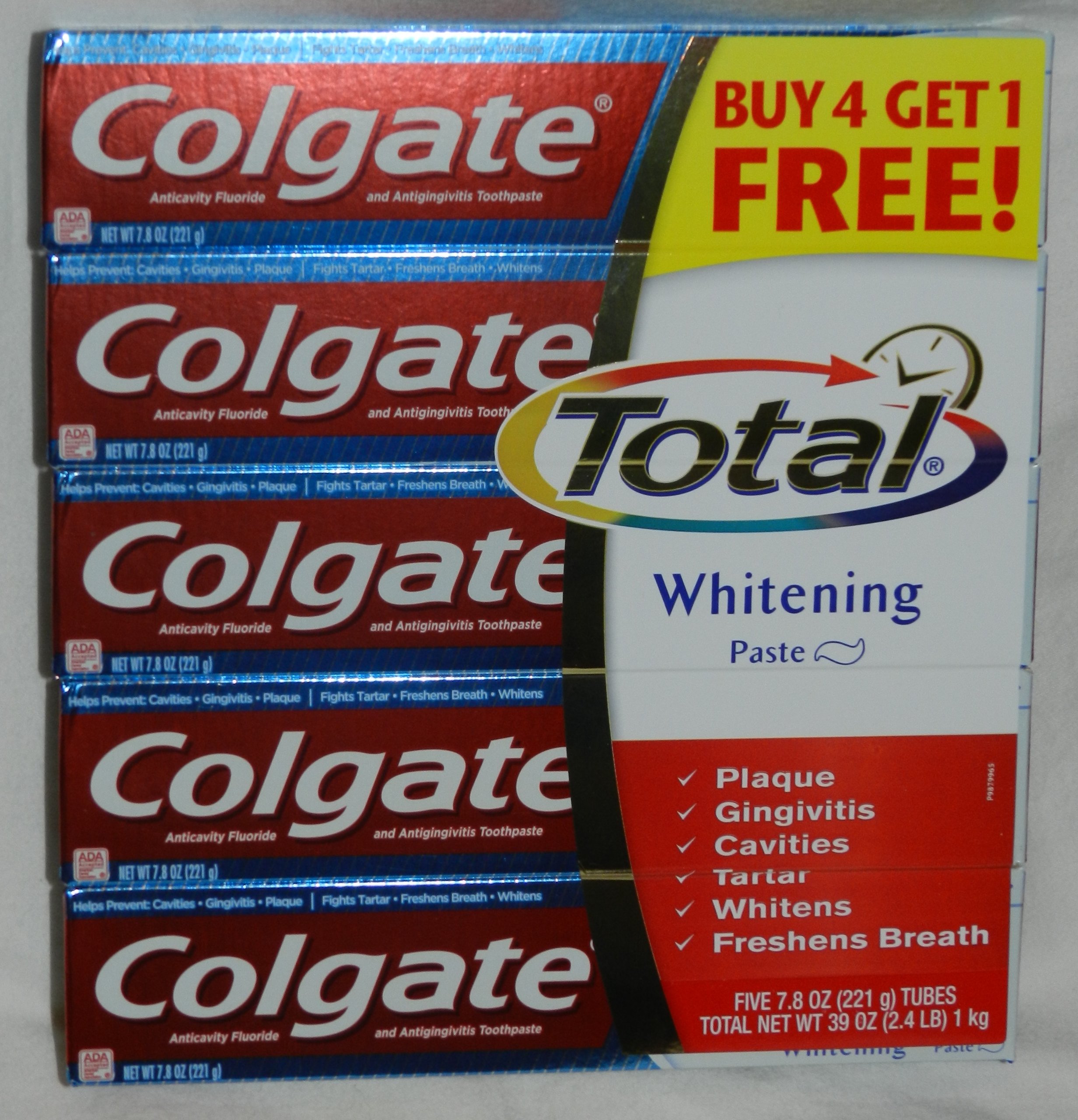 Colgate Total Whitening Toothpaste, 3.3 Oz Set Of 5 - Walmart.com