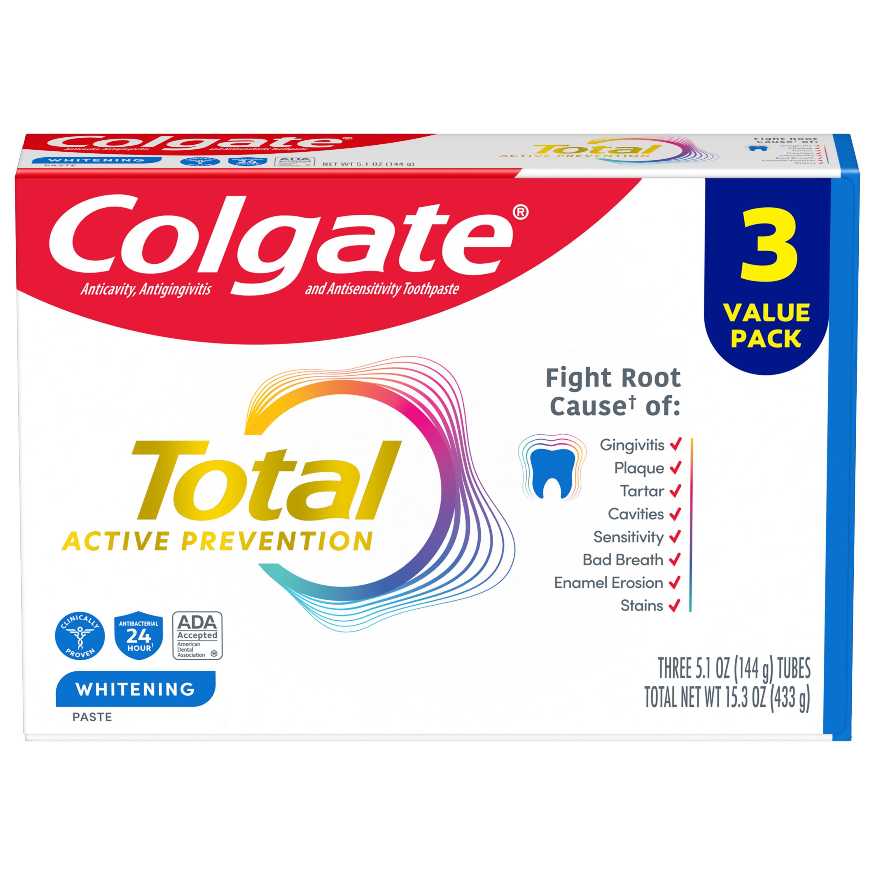 Colgate Total Whitening Toothpaste 3 Pack - 3 ct (Pack of 1) - Walmart.com