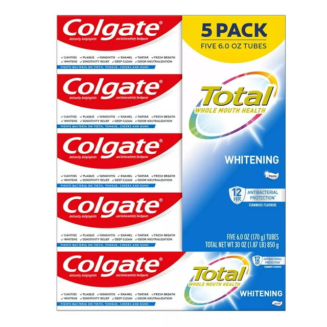 Colgate Total Whitening Toothpaste, Paste (6 oz., 5 pk.) - Walmart.com