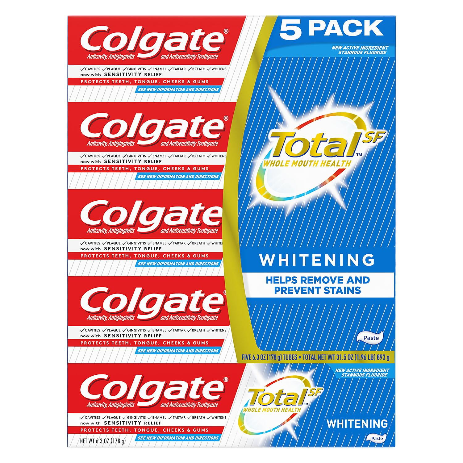 Colgate Total Whitening Toothpaste (6.3 oz., 5 pk.) - Walmart.com