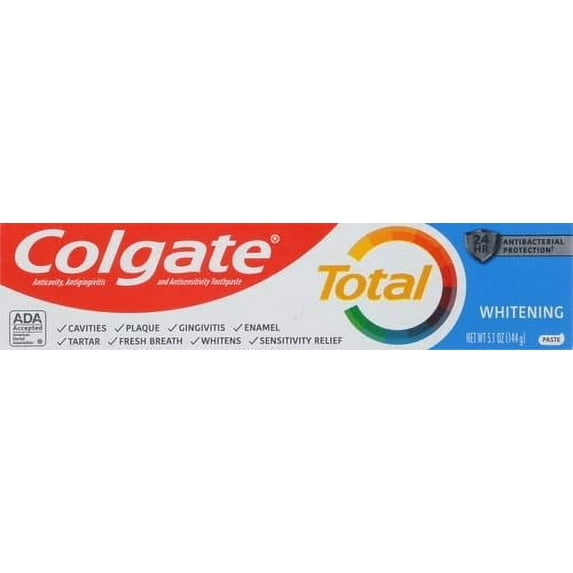 Colgate Total Whitening Toothpaste, Mint Toothpaste, 5.1 oz Tube - Walmart.com