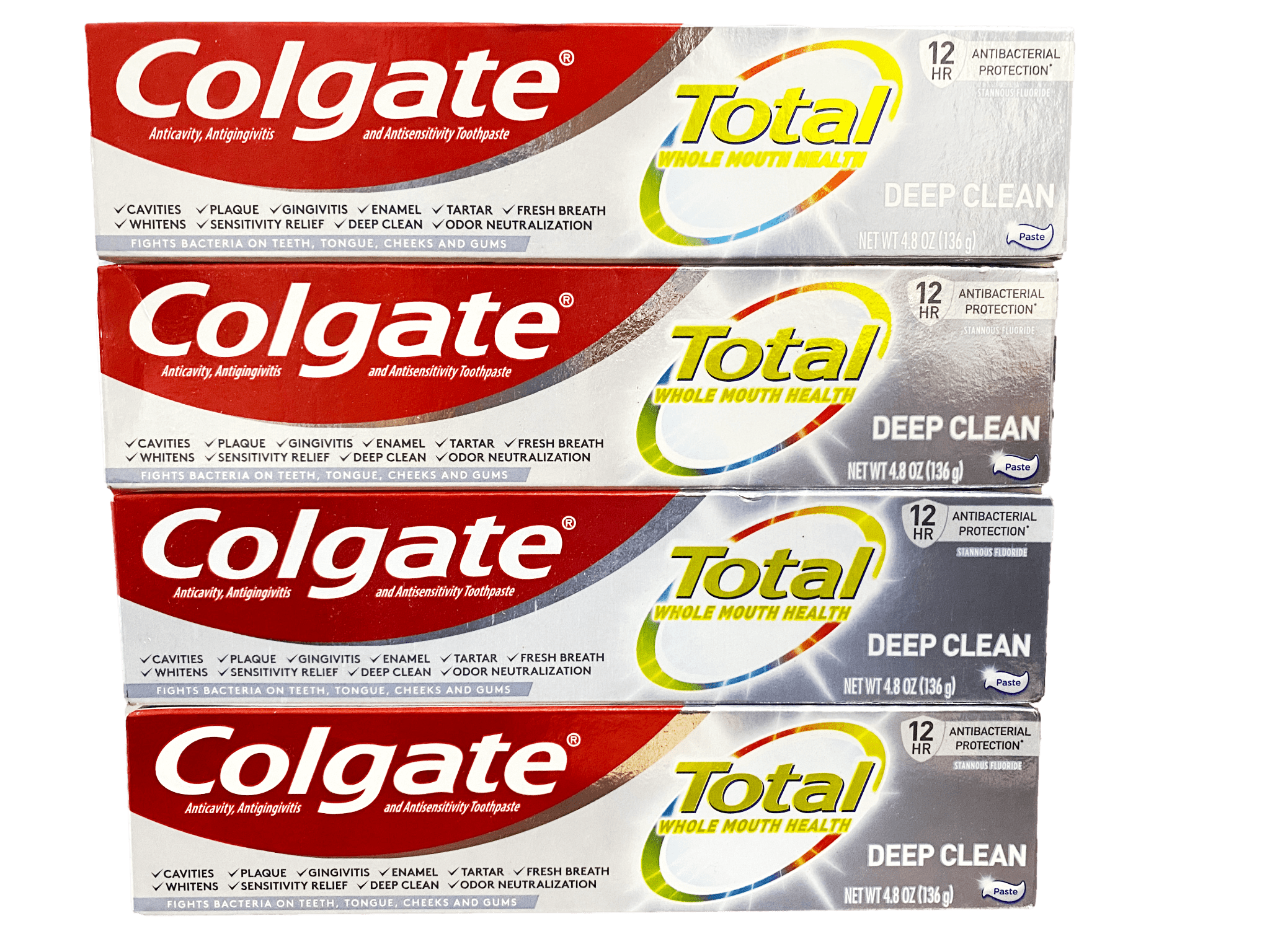 Colgate Total Deep Clean Toothpaste with Stannous Fluoride, 4.8oz, 4 ...