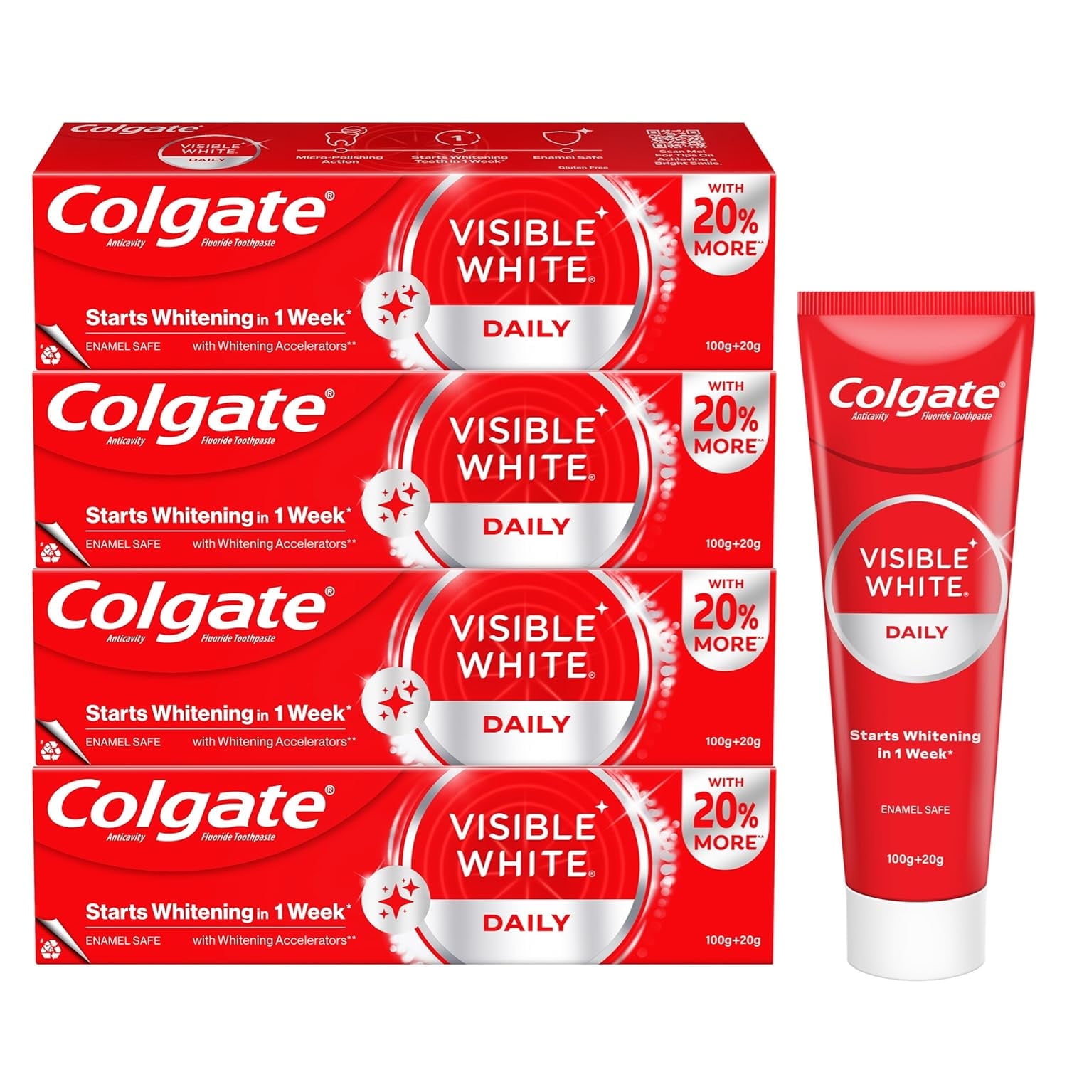 Colgate Visible White Teeth Whitening Toothpaste, Safe on Enamel, Stain ...