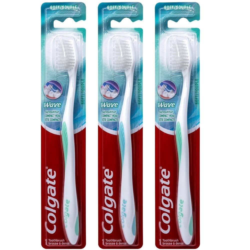 Colgate Wave Sensitive Toothbrush, Compact, Soft (Colors Vary) - Pack ...