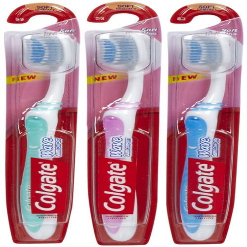Colgate Wave Toothbrush, Compact Head, Soft - 3 Pk Packaging May Vary ...