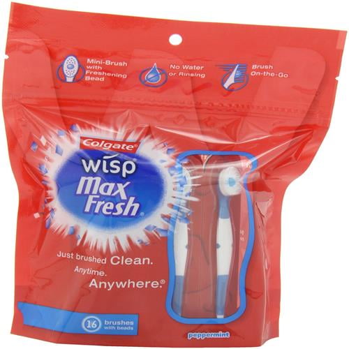Colgate Wisp Mini-Brush With Freshening Bead, Peppermint, 16-Count ...