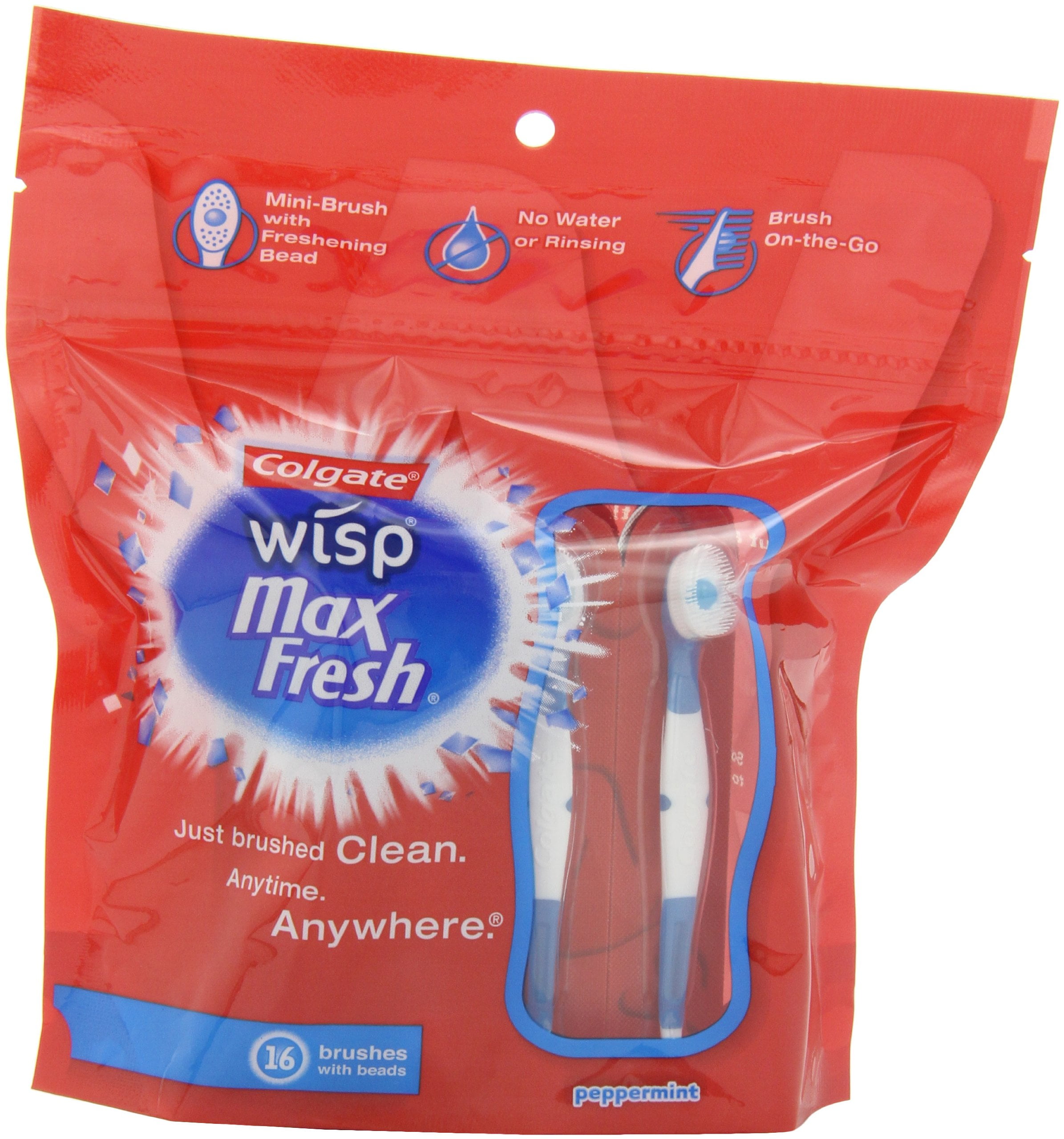 Colgate Wisp Mini-Brush with Freshening Bead, Peppermint, 16-Count E11 ...