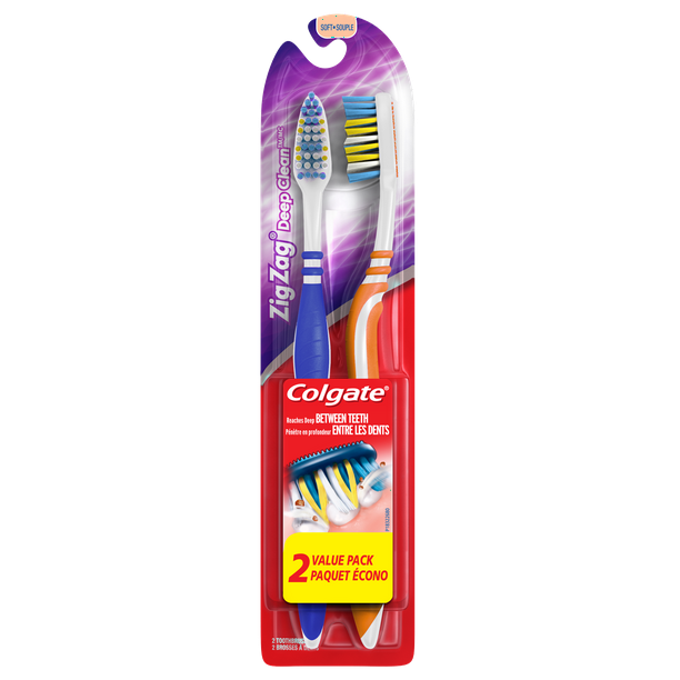 Colgate ZigZag Deep Clean Manual Toothbrush with Tongue and Cheek ...