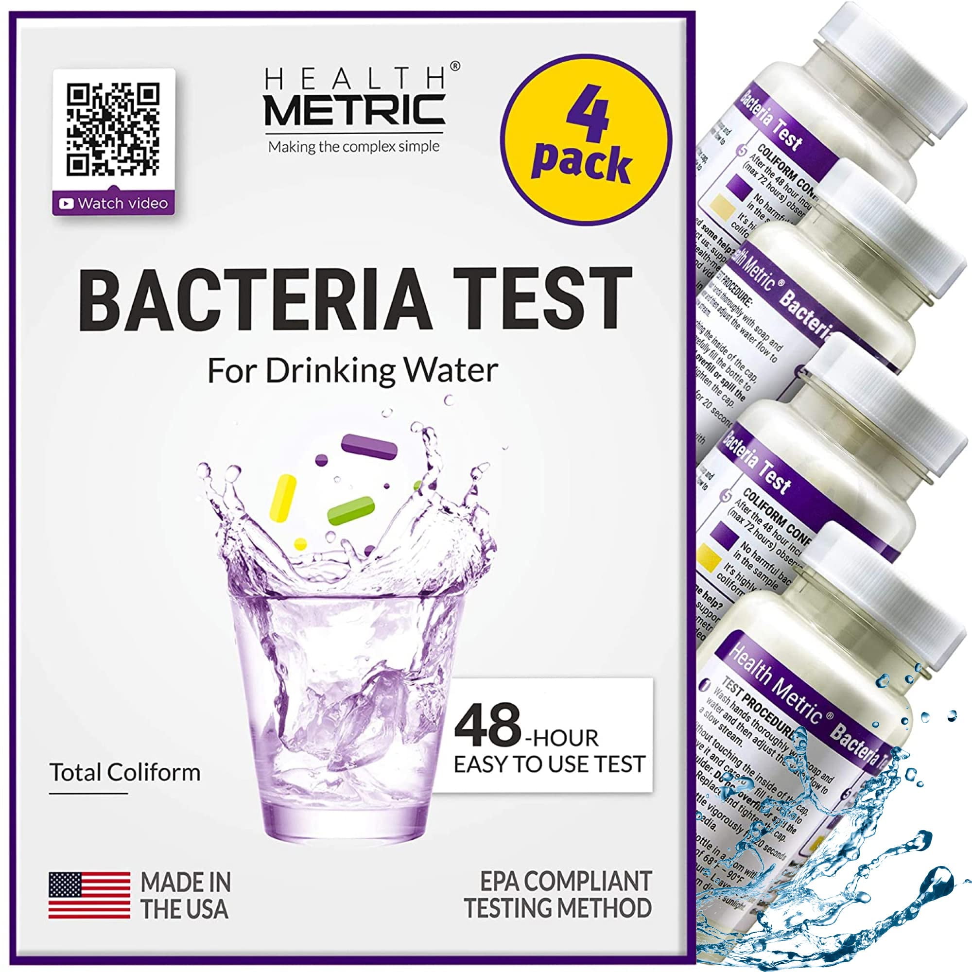 Coliform Bacteria Test Kit for Drinking Water - Easy to Use 48-Hour ...