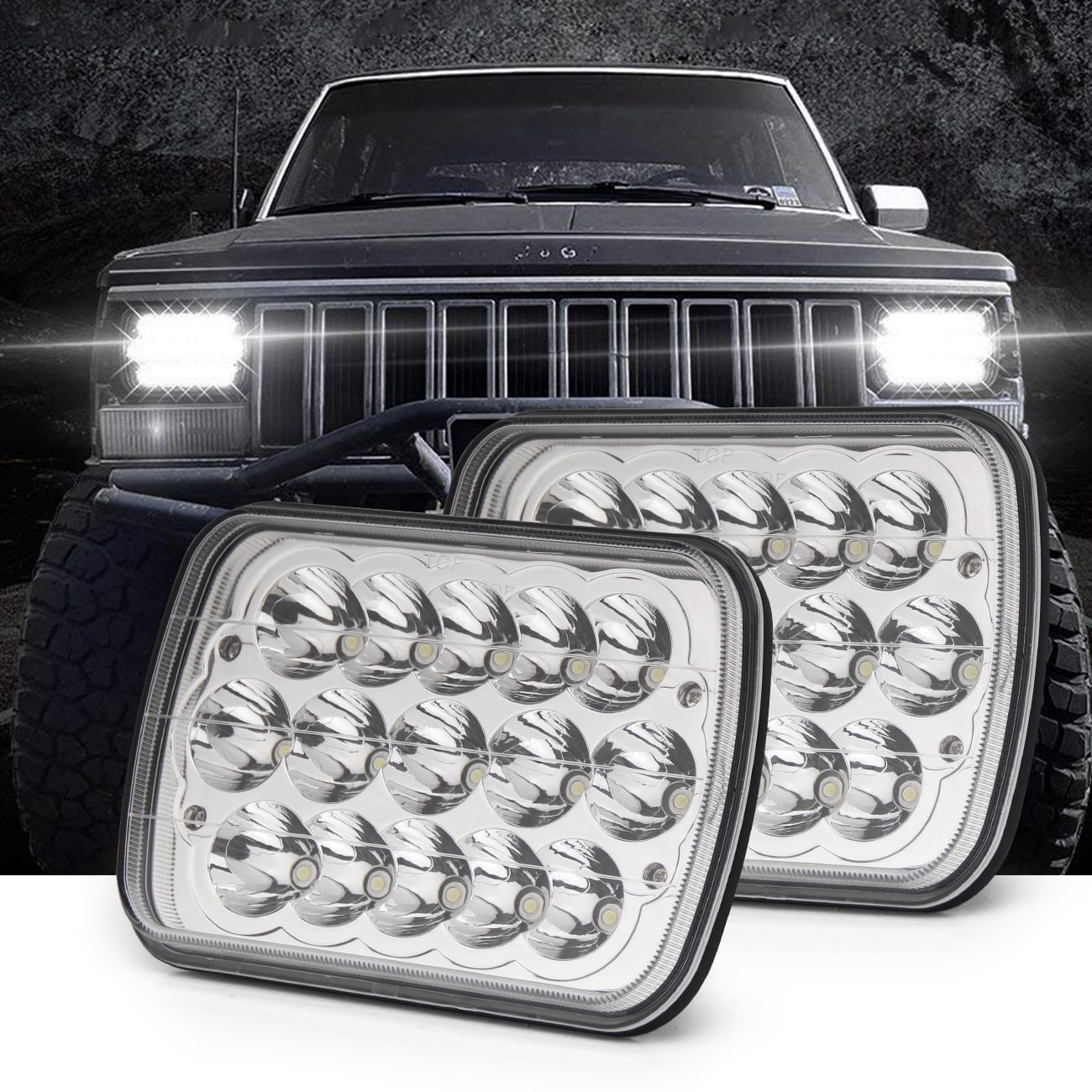 Colight 7x6" 5x7" LED Headlight Pair Projector Beam for Jeep Cherokee ...