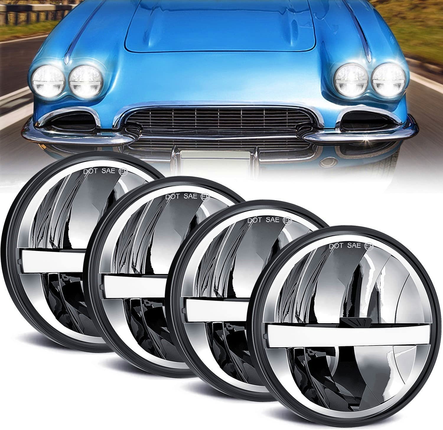 Colight DOT Approved 5 3/4 5.75’’ Inch LED Headlights 4PCS DRL H4 High ...