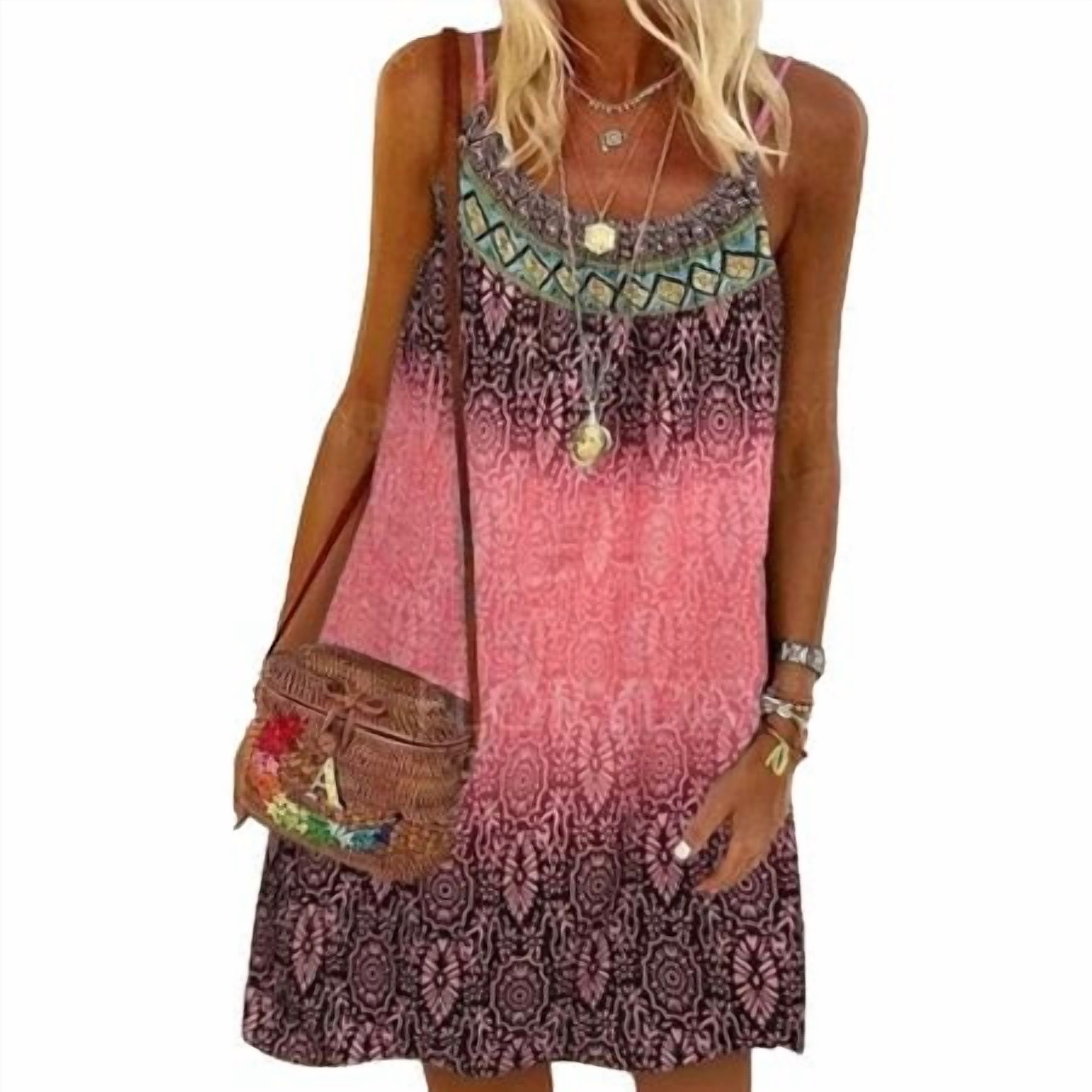 Colisha Women Floral Sleeveless Summer Dress, Casual Spaghetti Strap ...