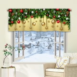 Colisha Christmas Short Curtain Xmas Kitchen Valance Slot Top Cafe Tier ...