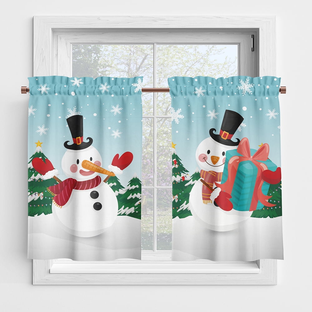 Colisha Christmas Slot Top Cafe Tier Kitchen Valance Short Window ...