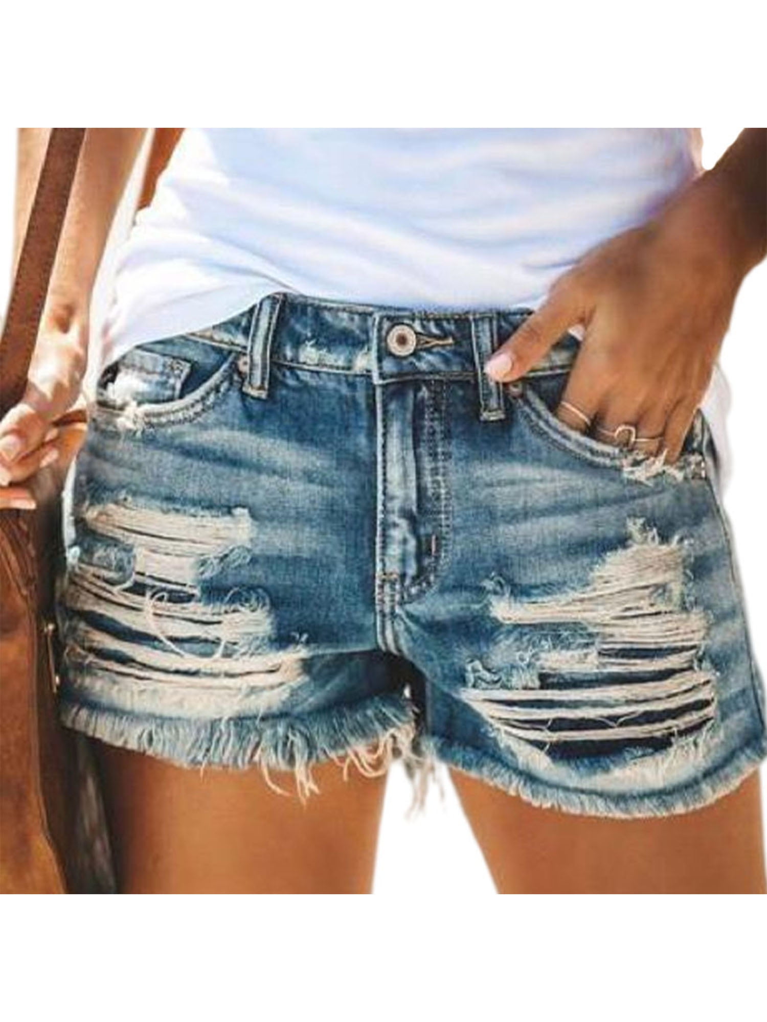 Colisha Cut Off Denim Shorts for Women Frayed Distressed Jean Short ...