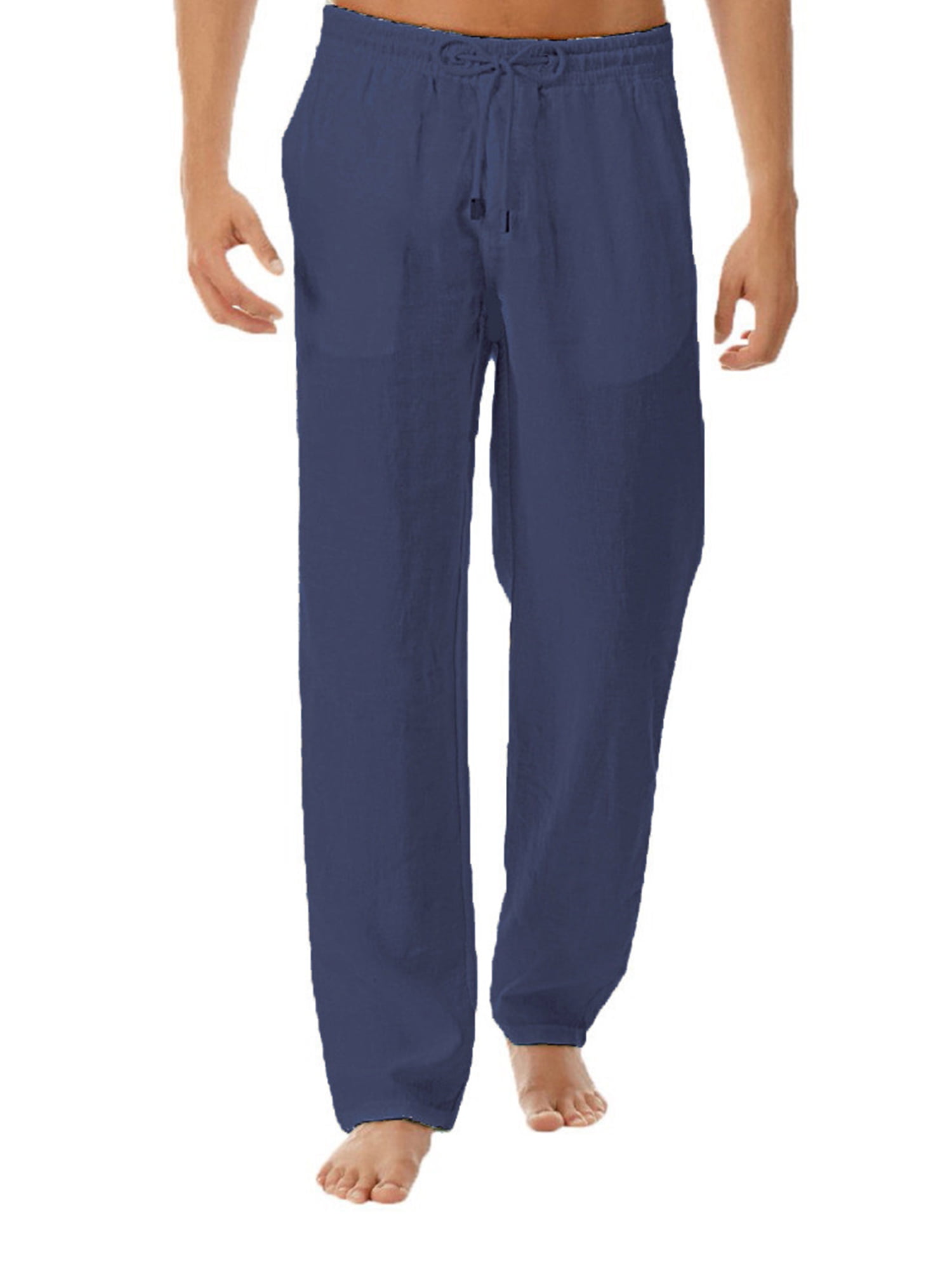 Colisha Men Drawstring Casual Summer Beach Loose Trousers Cotton Linen ...