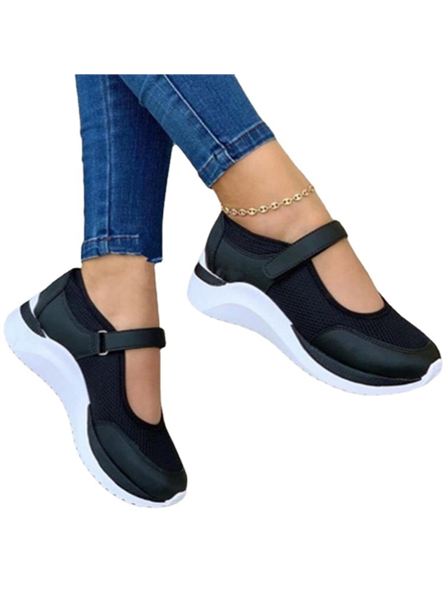Colisha Women's Lightweight Round Toe Mary Jane Sneaker Nursing ...