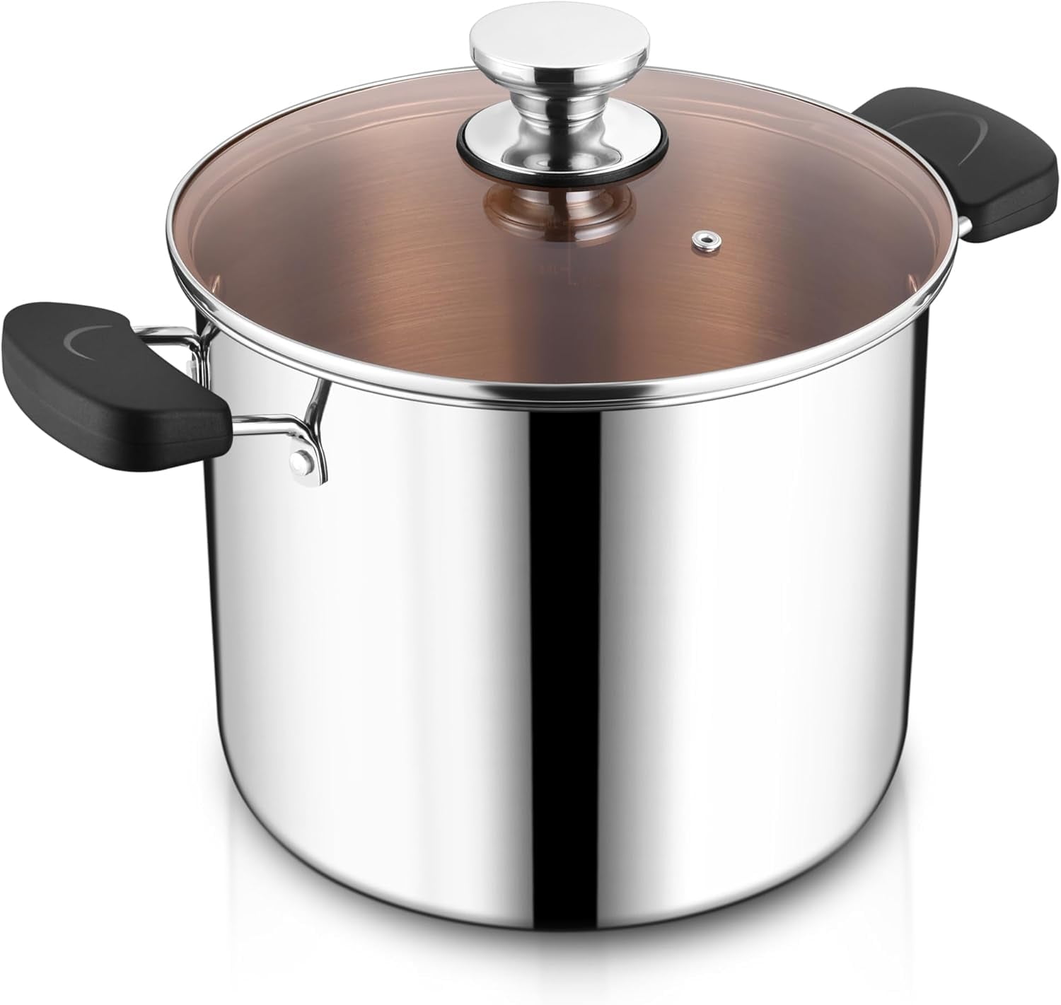 Joyfair 10 QT Stock Pot, Tri-Ply Stainless Steel Stockpot with Lid Stay ...